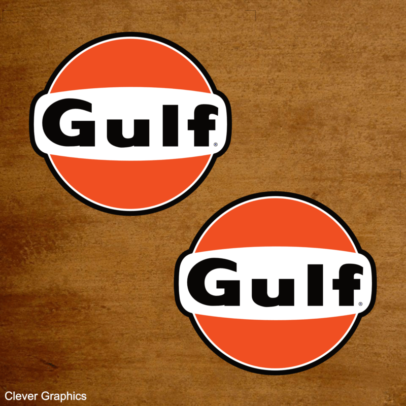 Gulf Racing Stickers, Pair of classic Gulf stickers.