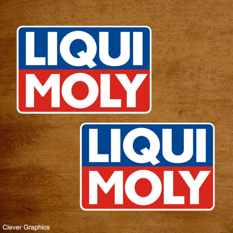 Pair of Liqui Moly logo stickers, Set of two classic decals.