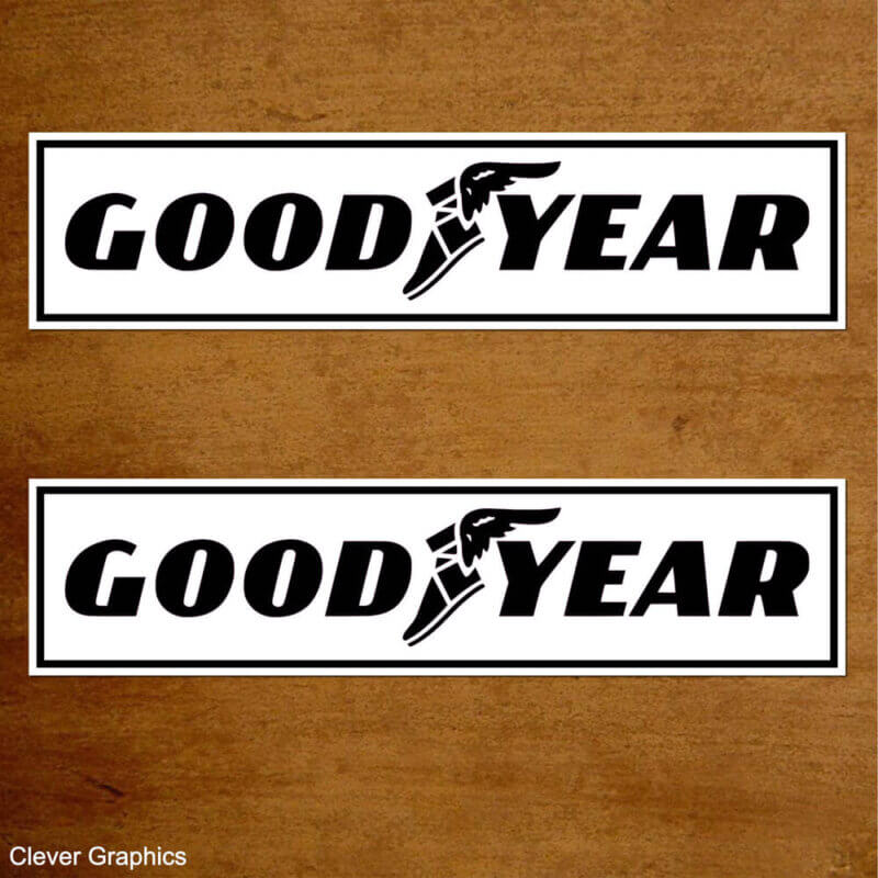Goodyear Rectangle Stickers, Pair of classic Goodyear stickers.