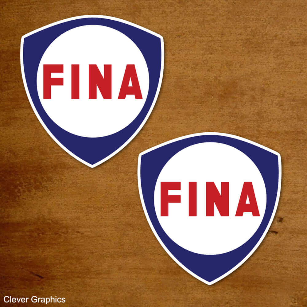Fina Blue Shield Stickers, Supplied in pairs. Custom Sizes.