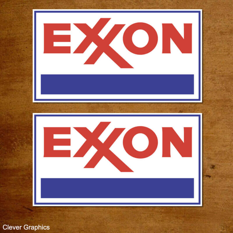 Exxon Fuels Rectangle, Pair of classic Exxon stickers.