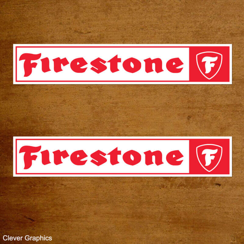 Firestone Rectangle Stickers, Red and White Decals