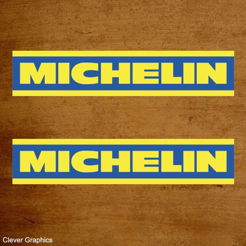 Michelin Yellow Text Stickers, Pair of classic Michelin stickers.